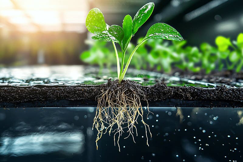 A Close Up of Plant Roots in a Nutrient-rich Hydroponic System ...