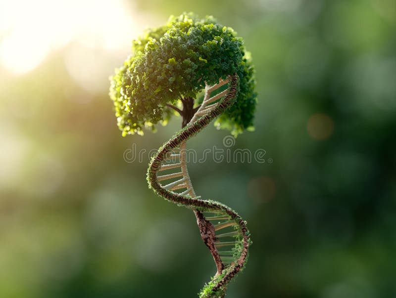 A Close Up of a Plant with a Spiral of DNA on it Stock Photo - Image of ...