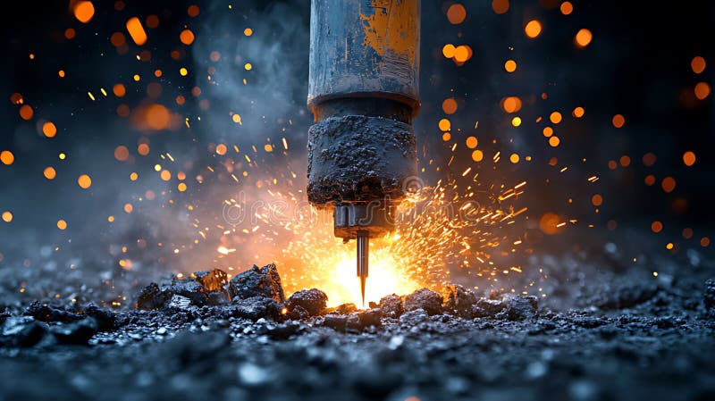 Close-up of Plasma Cutter Sparks during Metal Cutting Stock ...