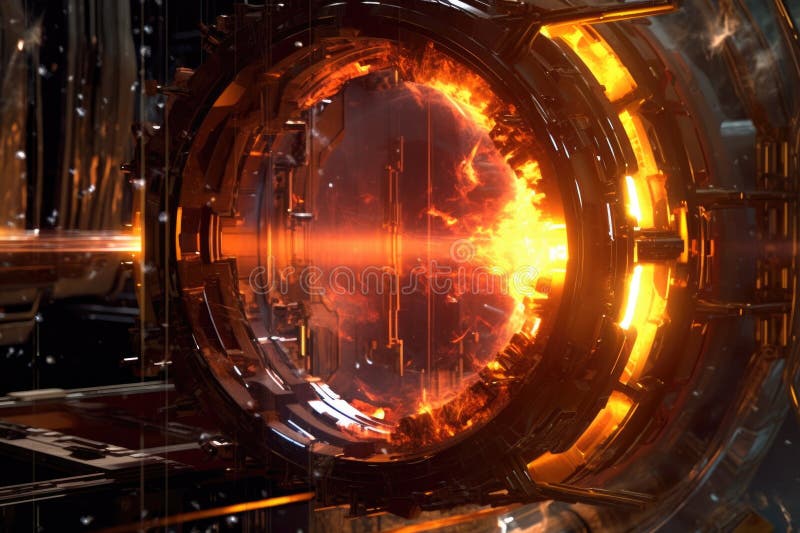Close-up of Plasma Swirling Inside Fusion Reactor Stock Illustration ...