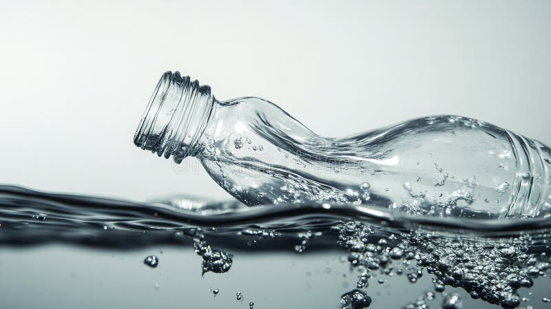 Close-Up of Plastic Bottle Submerged in Water with Breaking Surface ...
