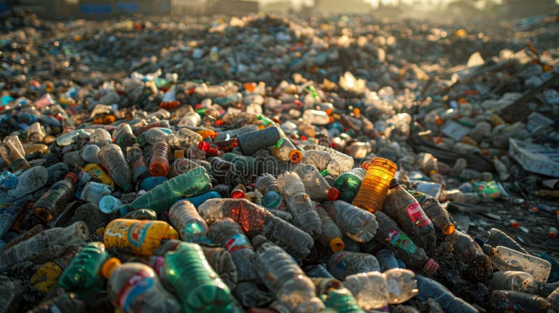 Close Up of Plastic Bottles and Cups in a Garbage Dump Highlighting ...