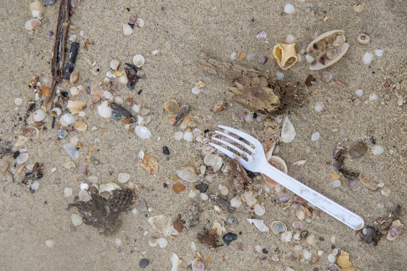 Plastic Forks Left on the Beach Stock Image - Image of plastic, colors ...