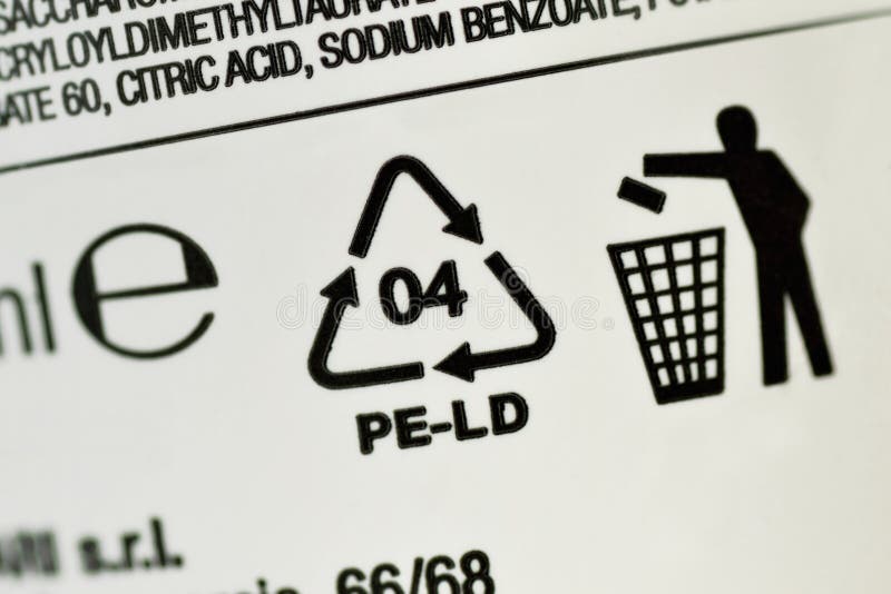 Close-up of Plastic Recycling Symbol 04 PE-LD Low-density Polyethylene ...