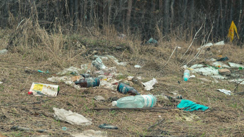 Close-up of Plastic Trash Lying on Ground. Concept of Environmental ...