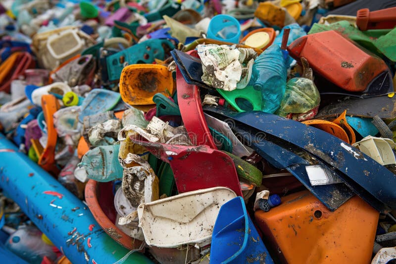 Close-up of a Plastic Waste Heap on Ground. Multicolored Plastic Trash ...