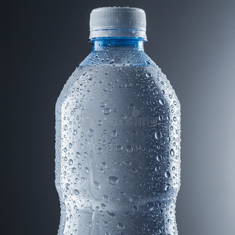 A Close-up of a Plastic Water Bottle, Texture Emphasized by Droplets of ...