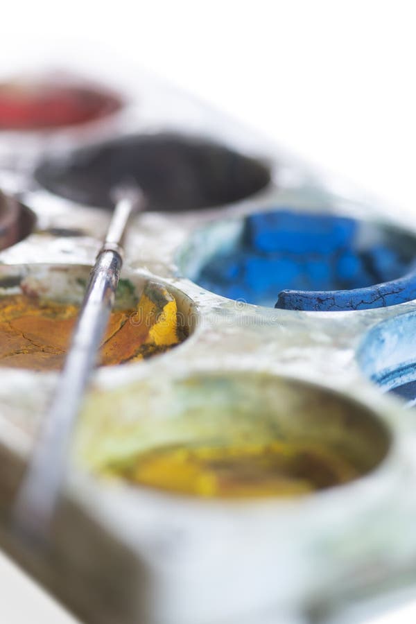 Close Up of Plastic Watercolor Palette Box Stock Photo - Image of brush ...
