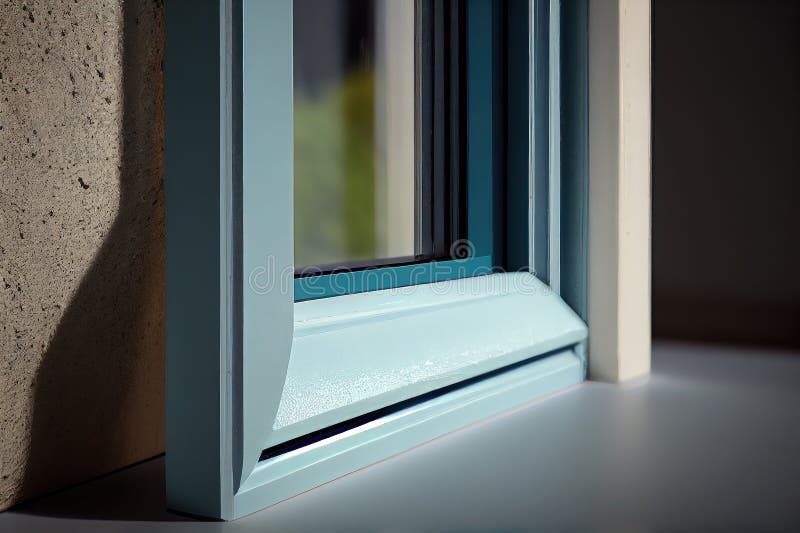 Close-up of Plastic Window Frame, with the Profile of the Window and ... Close-up of Plastic Window Frame, with the Profile of the Window and ...