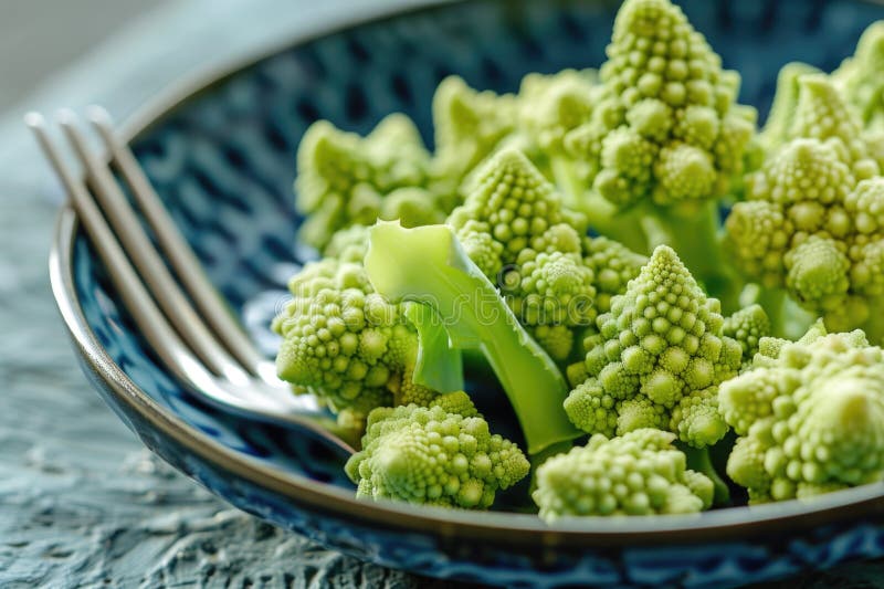 Close Up of a Plate of Broccoli with a Fork. Suitable for Healthy ...