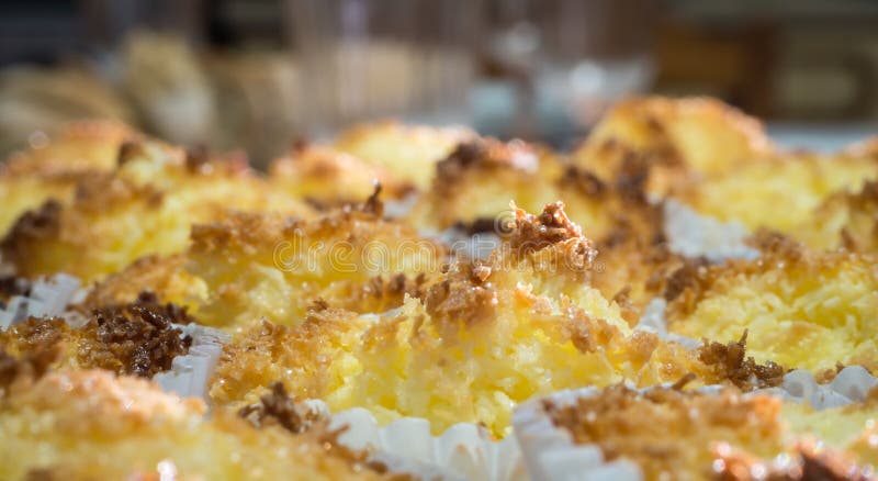 Close Up of a Plate of Coconut Macaroons Stock Image - Image of brown ...