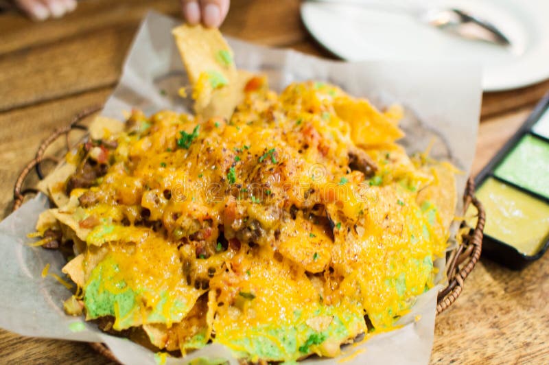 Cheesy nachos stock photo. Image of cuisine, carribean - 53291400