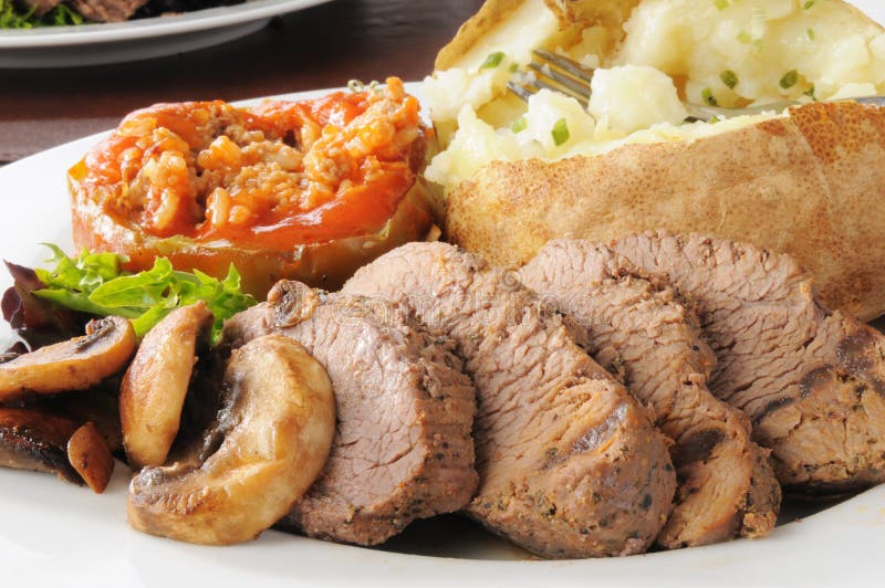 Close Up of a Plate of Roast Beef Stock Photo - Image of roast, potato ...