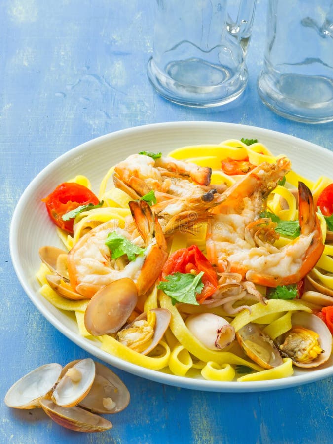 Rustic Italian Seafood Pasta Stock Image - Image of rustic, carbs ...