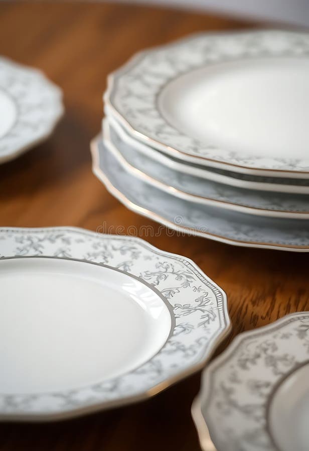 Close Up of a Plate on a Table Stock Illustration - Illustration of ...