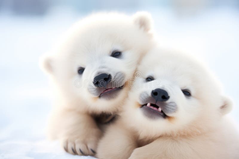 Close-up of Playful Polar Bear Siblings Stock Photo - Image of bear ...