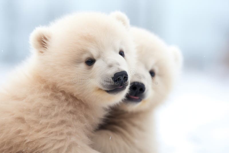 Close-up of Playful Polar Bear Siblings Stock Image - Image of animal ...