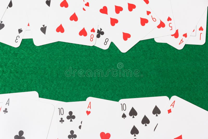 Close Up of Playing Cards on the Green Table Stock Photo - Image of ...