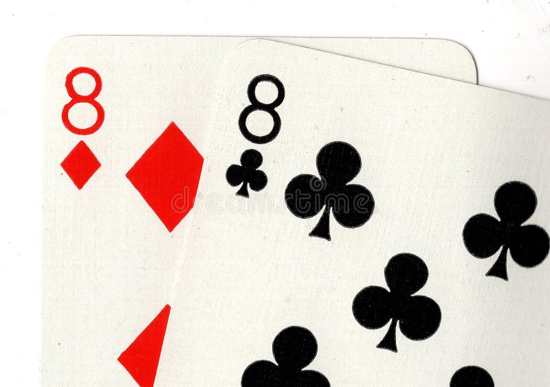 Close Up of Playing Cards Showing a Pair of Eights. Stock Photo - Image ...