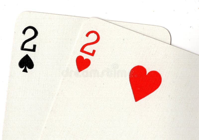 Close Up of Playing Cards Showing a Pair of Twos. Stock Image - Image ...