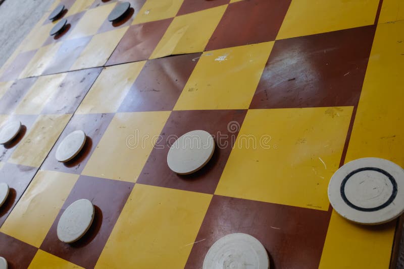 Close Up of Playing Draughts or Checkers Board Game Stock Photo - Image ...
