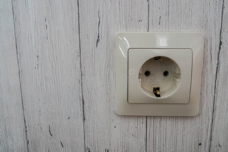 Plug Socket Outlet on the Wooden House Wall Stock Image - Image of ...