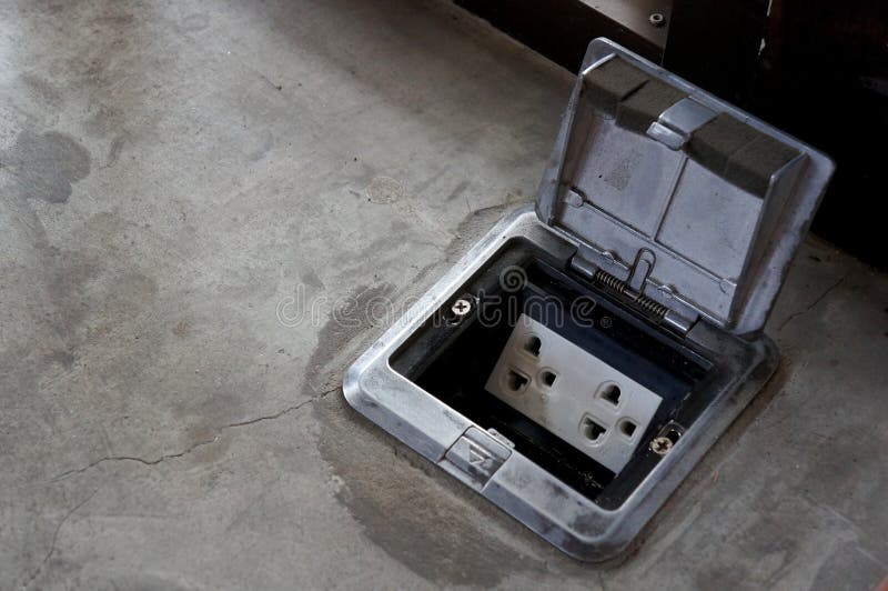 Close Up Plug Socket Pop Up on the Floor,Pop Up Electrical Plug Stock ...