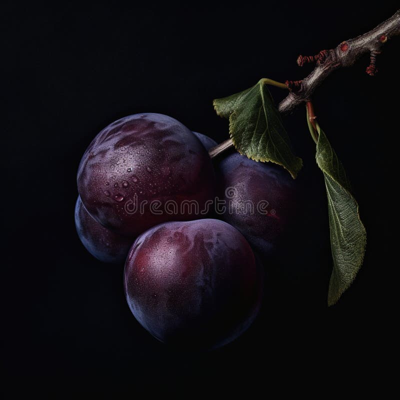 Close Up of Sweet Plum on Dark Stock Photo - Image of juicy, plant ...