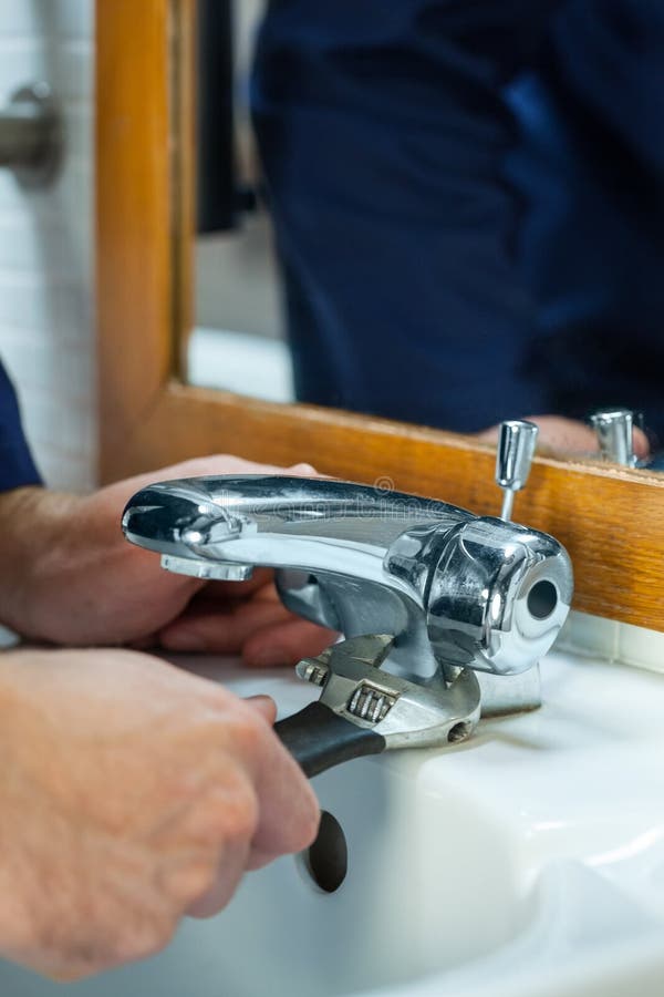 Close Up of Plumber Checking Tap Stock Photo - Image of handyman ...