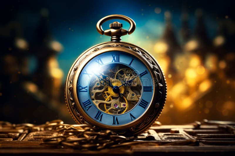 Close Up of Pocket Watch with Chain Around it. Generative AI Stock ...
