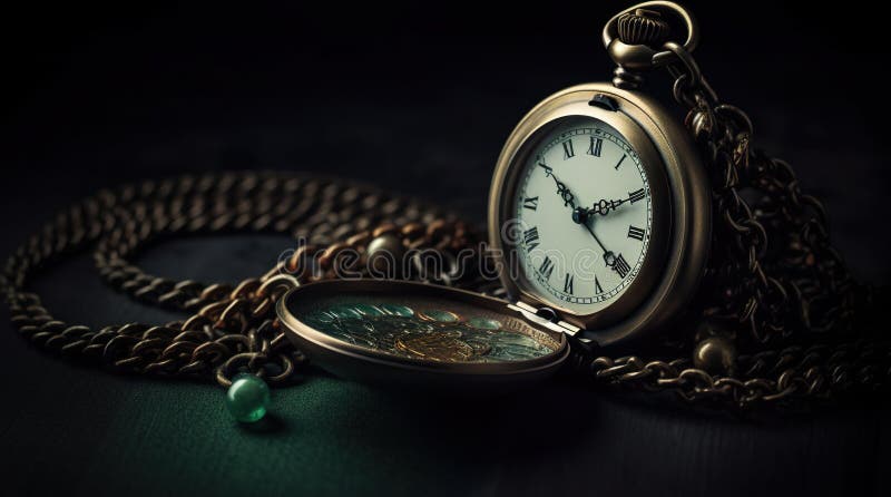A Close Up of a Pocket Watch on a Chain. Generative AI Image. Stock ...