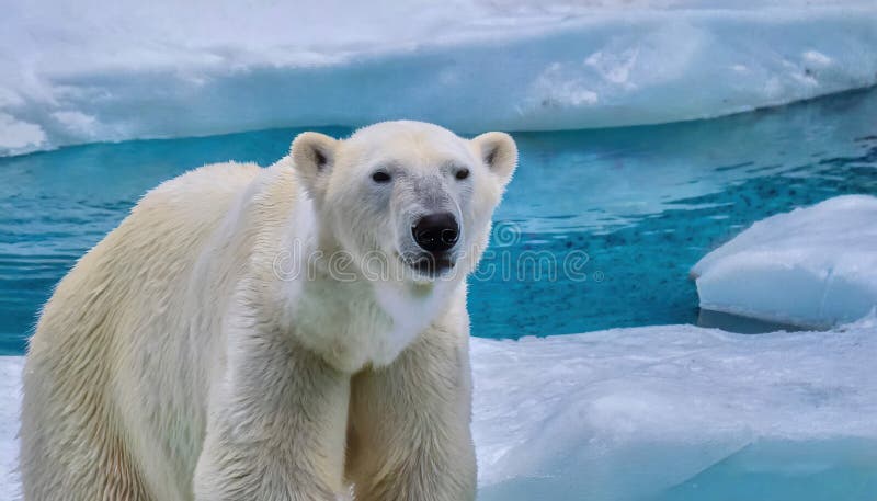 Close Up of a Polar Bear in the Arctic on an Ice Shelf Stock ...