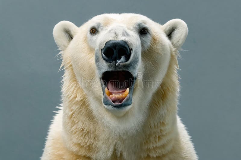 A Close Up of a Polar Bear with Its Mouth Open Showing Its Teeth ...