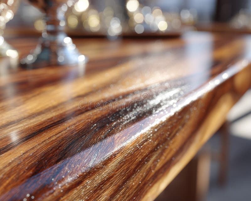 Close-Up of Polished Dark Brown Wooden Table Surface Stock Illustration ...