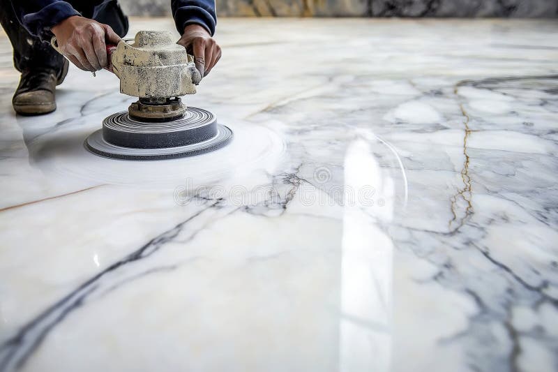 Close-up of Polished Marble Slab Process Highlighting Texture and ...