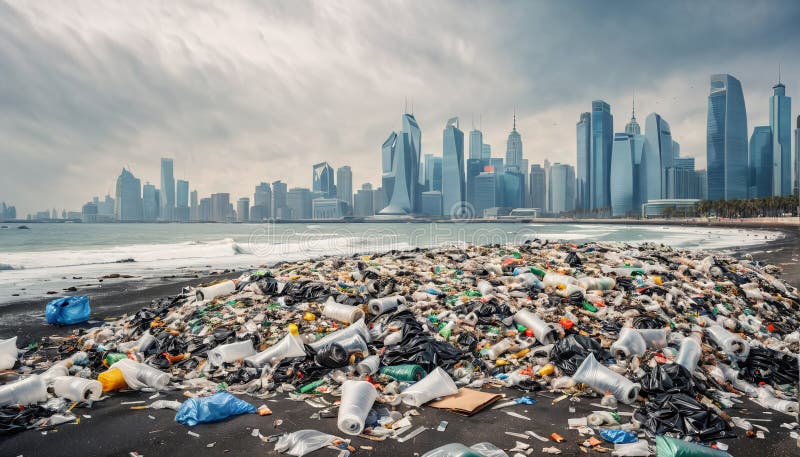 Close-up of Polluted Beach Sections Due To Plastic Waste Entering the ...