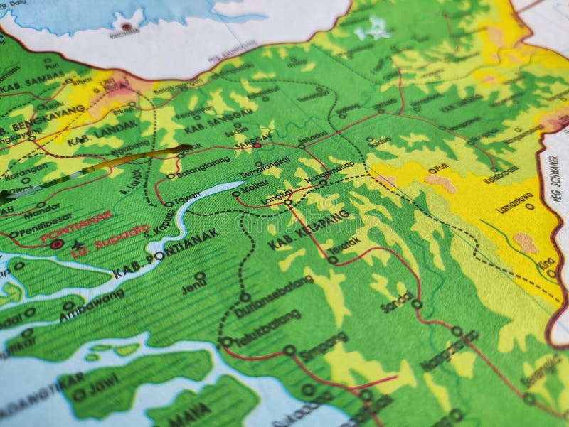 Pontianak City Map and Major Cities Around it on Physical Map Stock ...