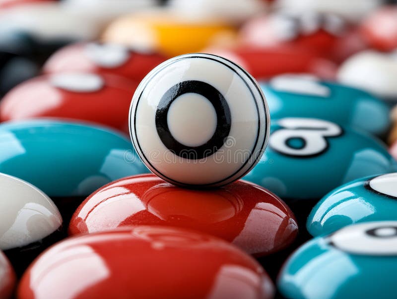 A Close Up of a Pool Ball Surrounded by Pool Balls Stock Image - Image ...