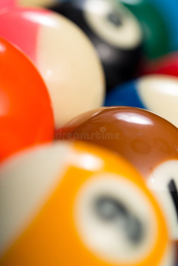 Close-Up of Pool Balls on Blue Pool Table Stock Image - Image of copy ...