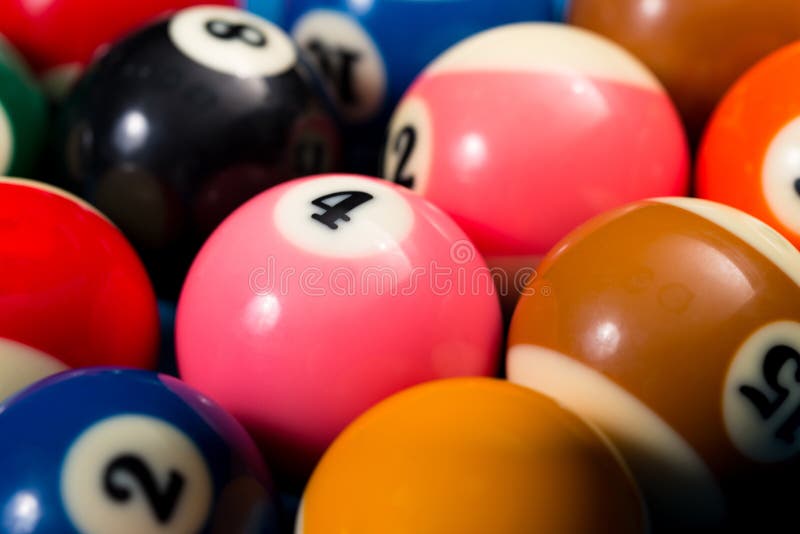Close-Up of Pool Balls on Blue Pool Table Stock Photo - Image of sport ...