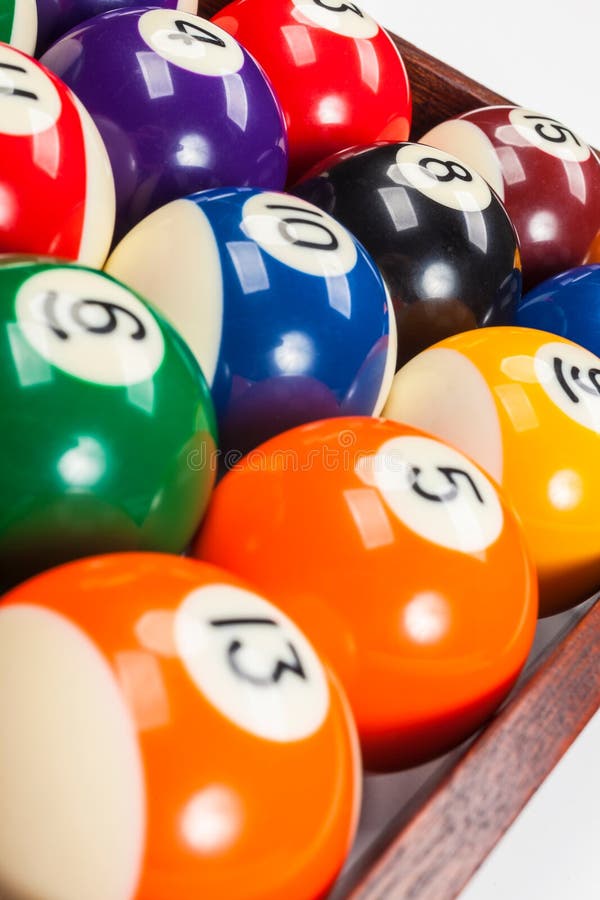 Close-Up of Pool Balls on Blue Pool Table Stock Image - Image of copy ...
