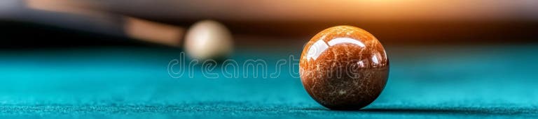 Close-up of a Pool Table with a Focus on a Solid Billiard Ball Ready ...