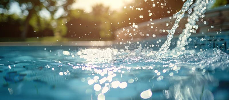 Close Up of Pool with Water Flowing Out Stock Image - Image of liquid ...