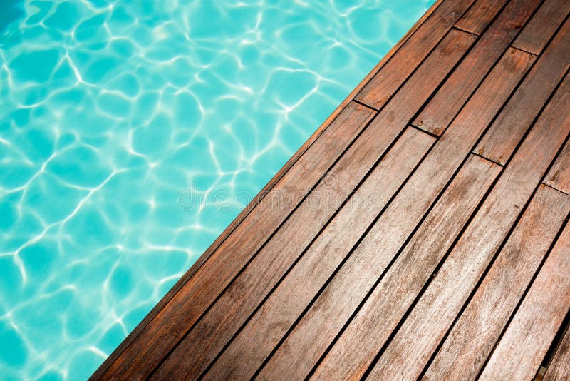 Close Up of Pool and Wooden Floor Stock Photo - Image of pool, leisure ...
