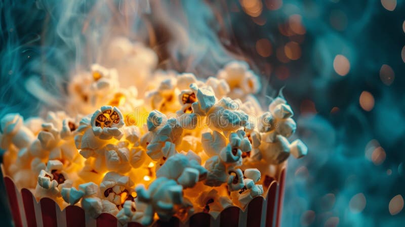 A Close Up of a Popcorn Bowl with Some Popping in it, AI Stock ...