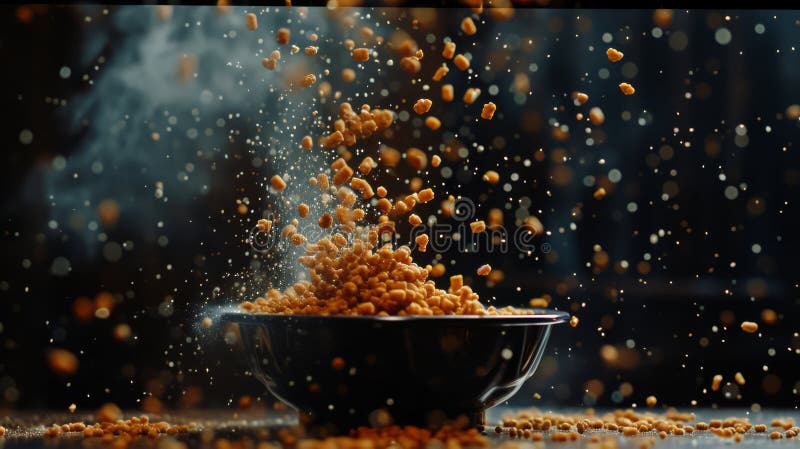 Flying Popcorn Kernels Against Dark Background Stock Photos - Free ...