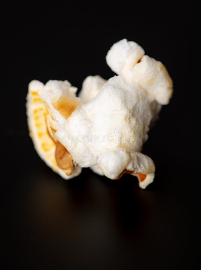 Close-up of Popcorn Flakes on a Black Background Stock Image - Image of ...