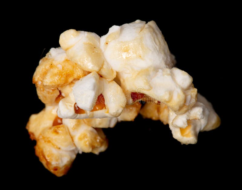 Close-up of Popcorn Flakes on a Black Background Stock Photo - Image of ...