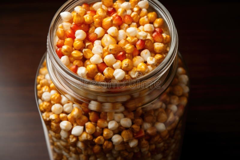 Close-up of Popcorn Kernels in Glass Jar Stock Illustration ...