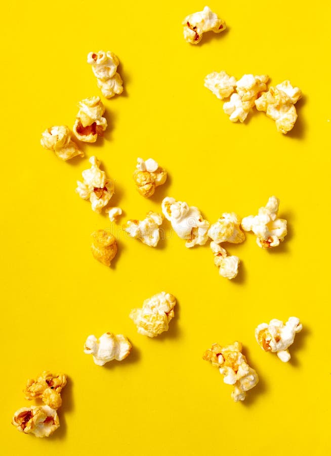 Close-up of Popcorn on a Yellow Background Stock Photo - Image of ...